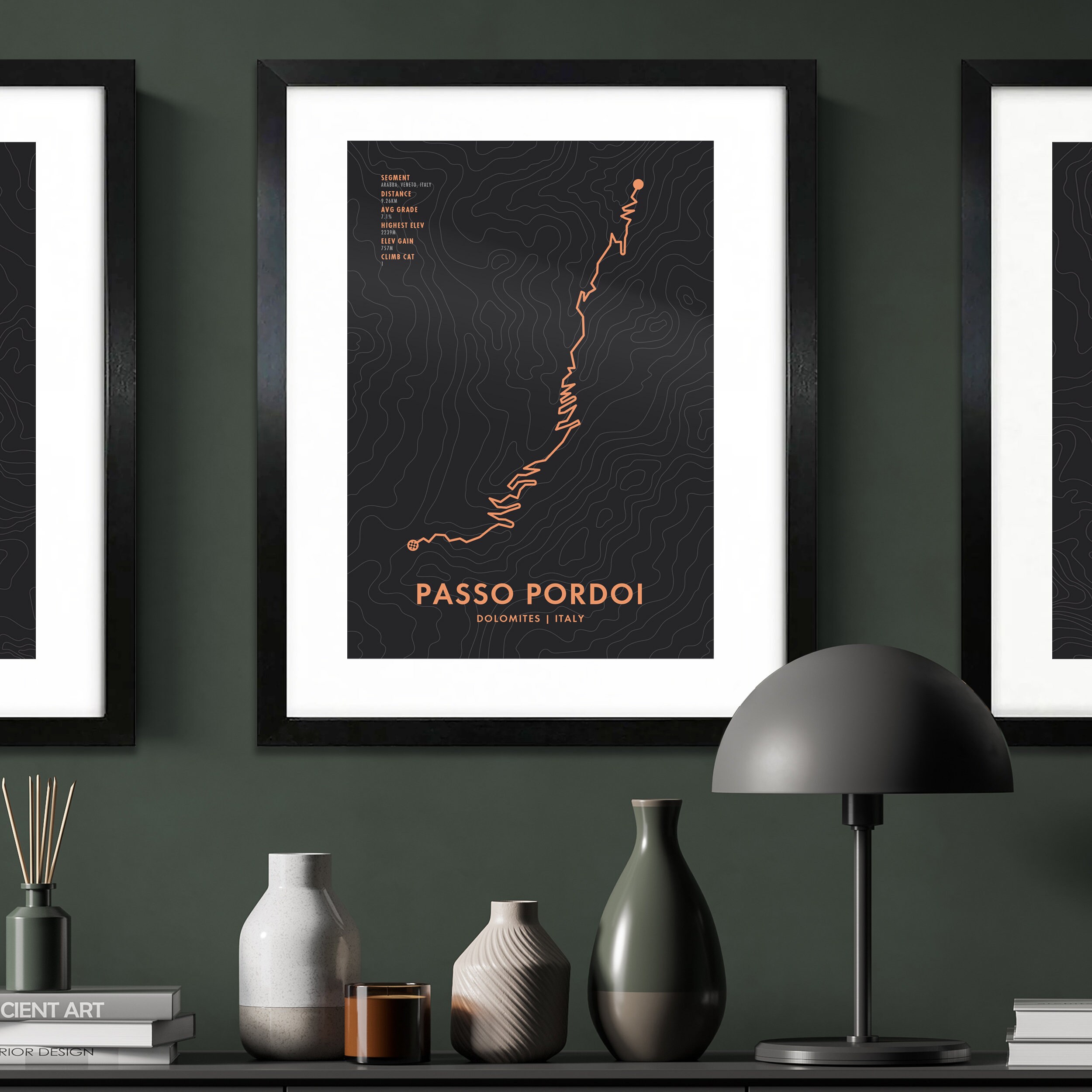 Passo Pordoi Cycling Route Map Poster - Personalisation & Colour ...