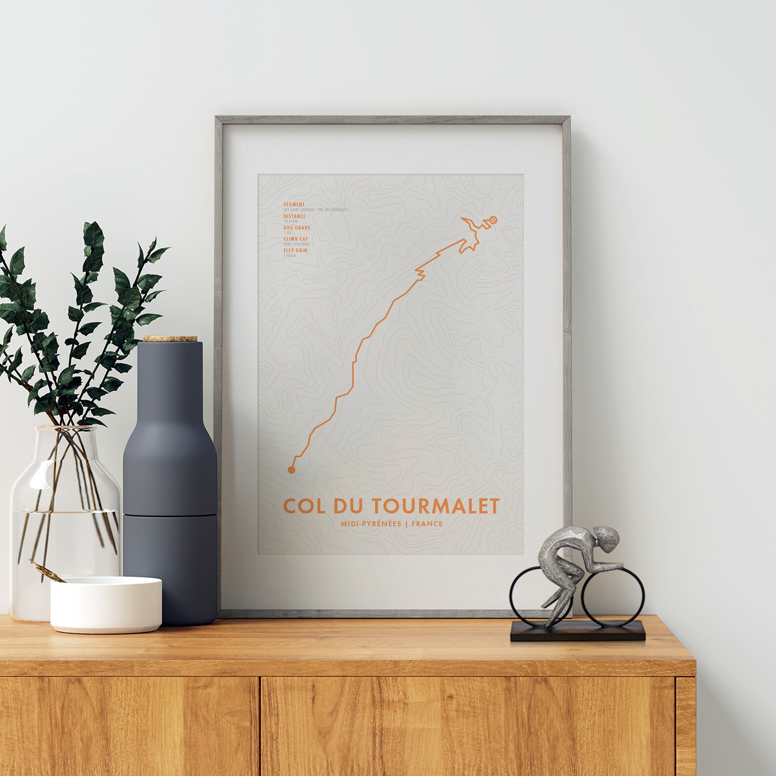 Col du Tourmalet Radweg Karte Poster - Personalisierungs ...