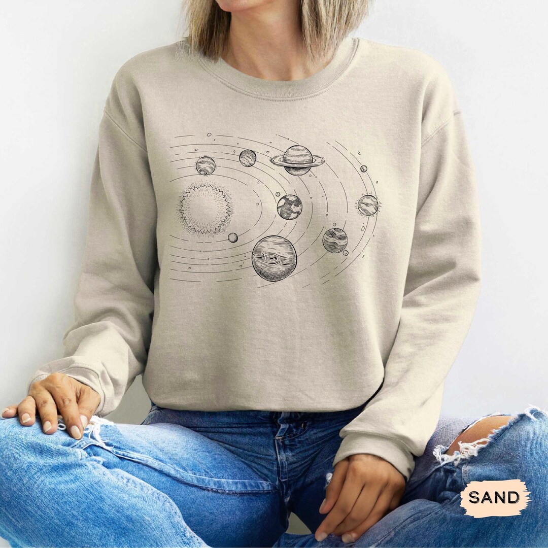 Solar System Sweatshirt Space Planet Sweatshirt Outer Space Gift Galaxy ...