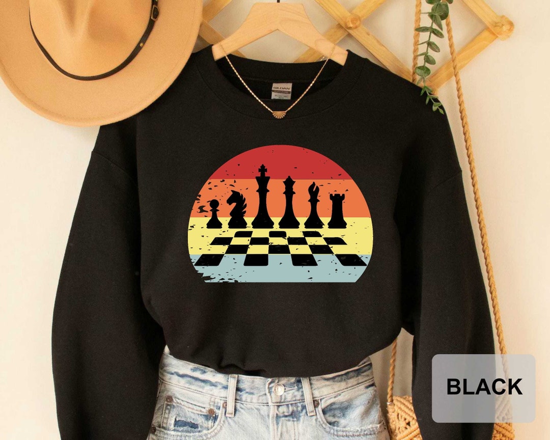Retro Chess Sweatshirt Vintage Chess Pieces Sweatshirt Funny Chess ...