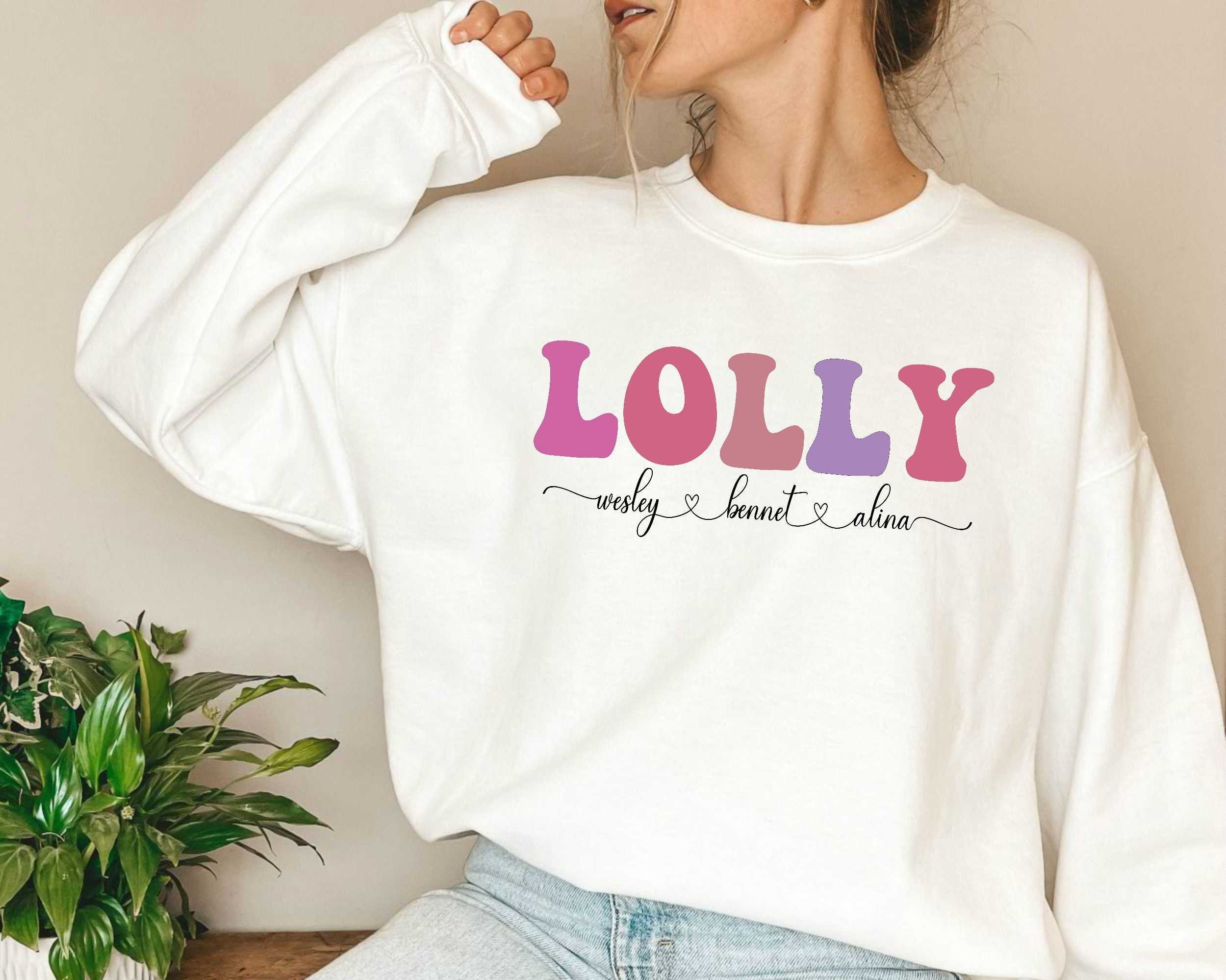 Lolly Sweatshirt Custom Lolly With Kids Names Sweatshirt for - Etsy