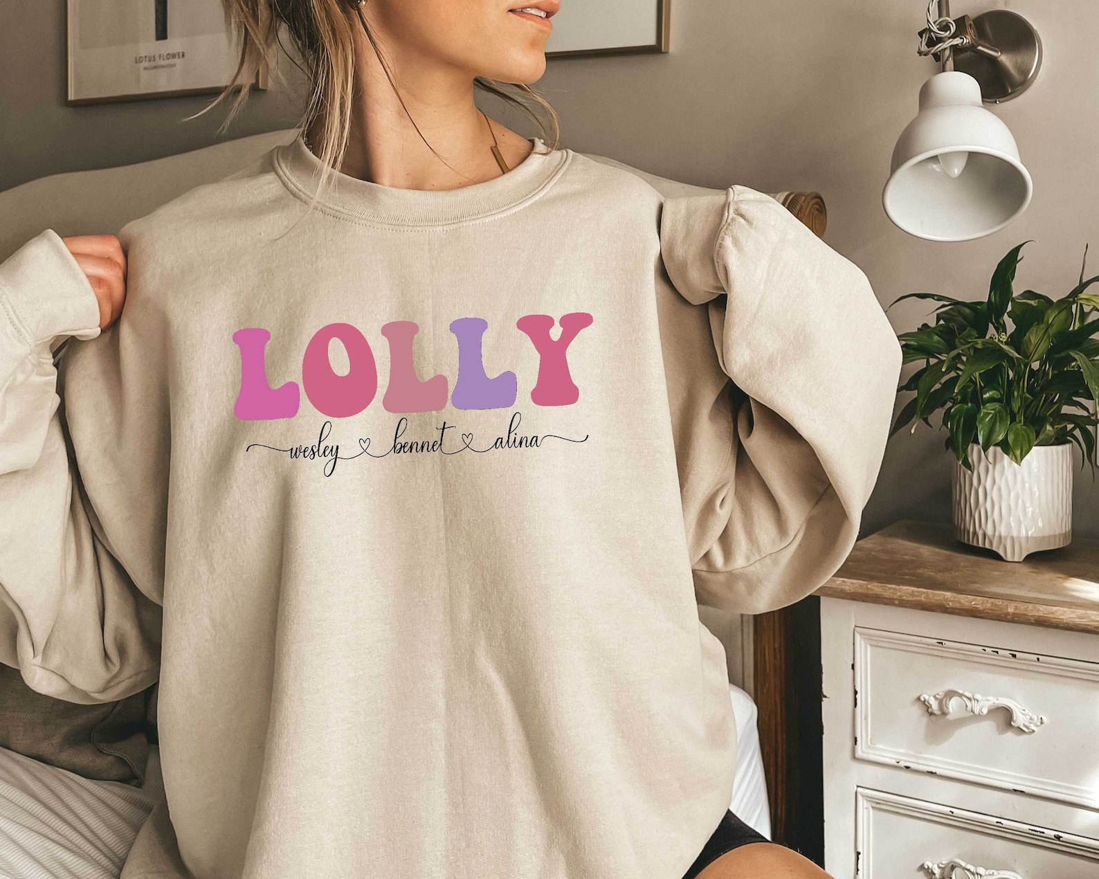 Lolly Sweatshirt Custom Lolly With Kids Names Sweatshirt for - Etsy