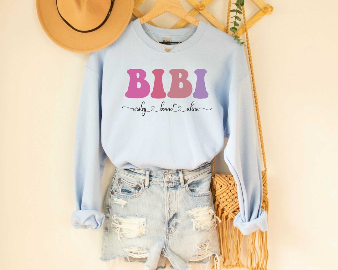 Custom Bibi With Kids Names Sweatshirt for Grandma - Etsy