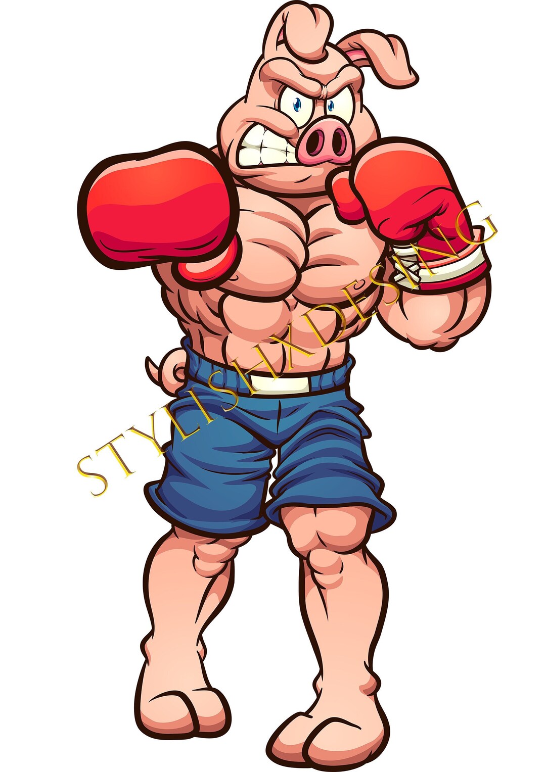 Buy This Beautiful Angry Boxing Pig With Transparent Background Png ...