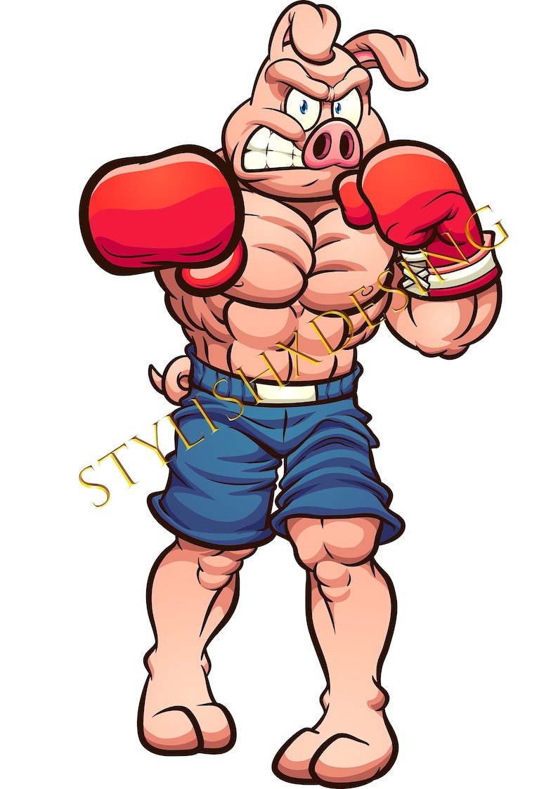 Buy This Beautiful Angry Boxing Pig With Transparent Background Png ...