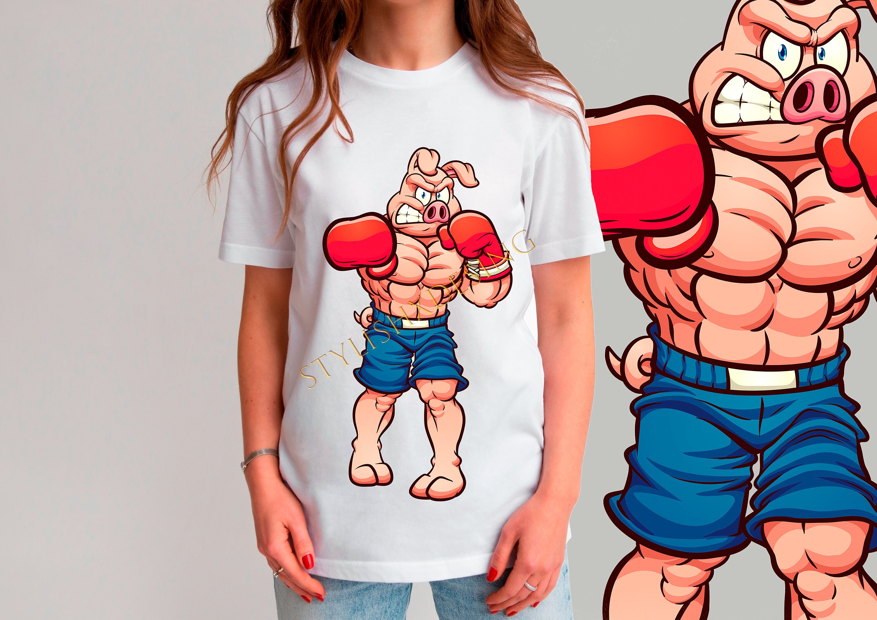 Buy This Beautiful Angry Boxing Pig With Transparent Background Png ...