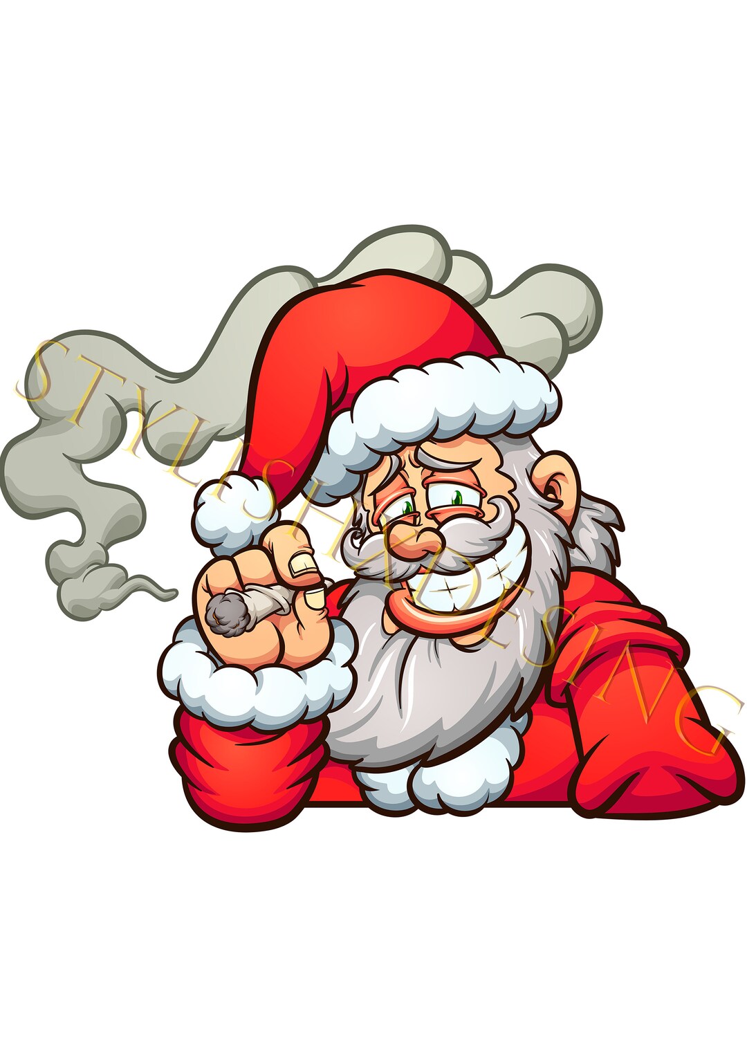 Smoking Santa, Png, Digital Design, 300 DPI for Printing, Professional ...
