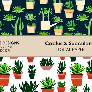 Cactus & Succulent Digital Paper Pack | Scrapbook Paper | Seamless ...