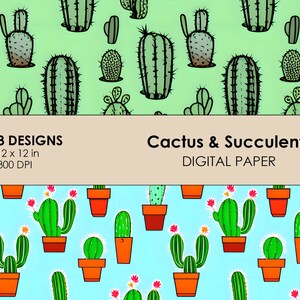 Cactus & Succulent Digital Paper Pack | Scrapbook Paper | Seamless ...