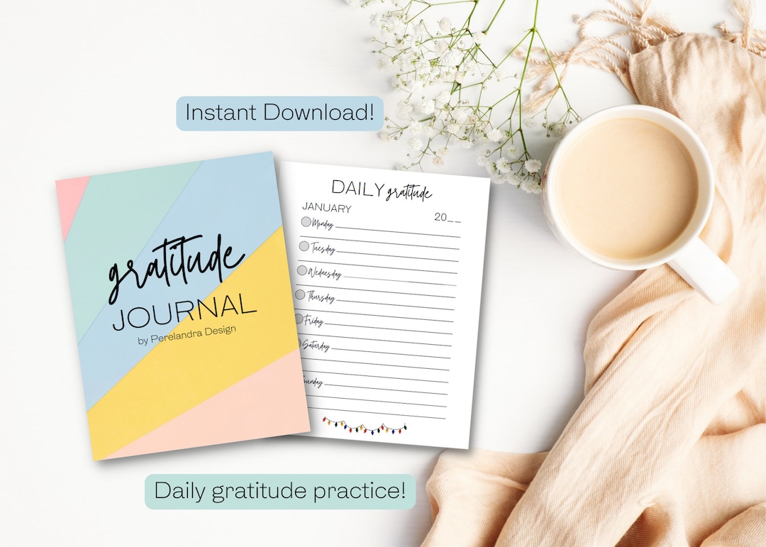 Daily Gratitude Journal Digital Journal Printable Mindfulness Journal ...