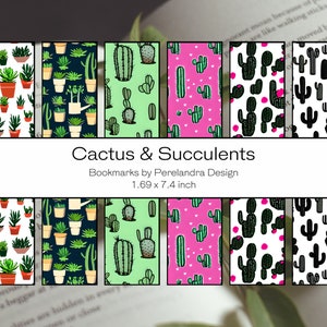 Unique Printable Bookmarks | Cactus & Succulents | 6 Bookmark Set ...