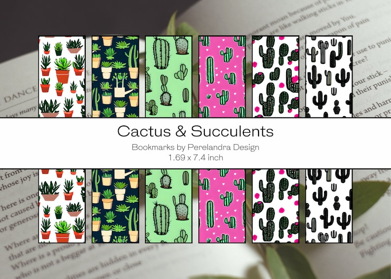 Unique Printable Bookmarks | Cactus & Succulents | 6 Bookmark Set ...