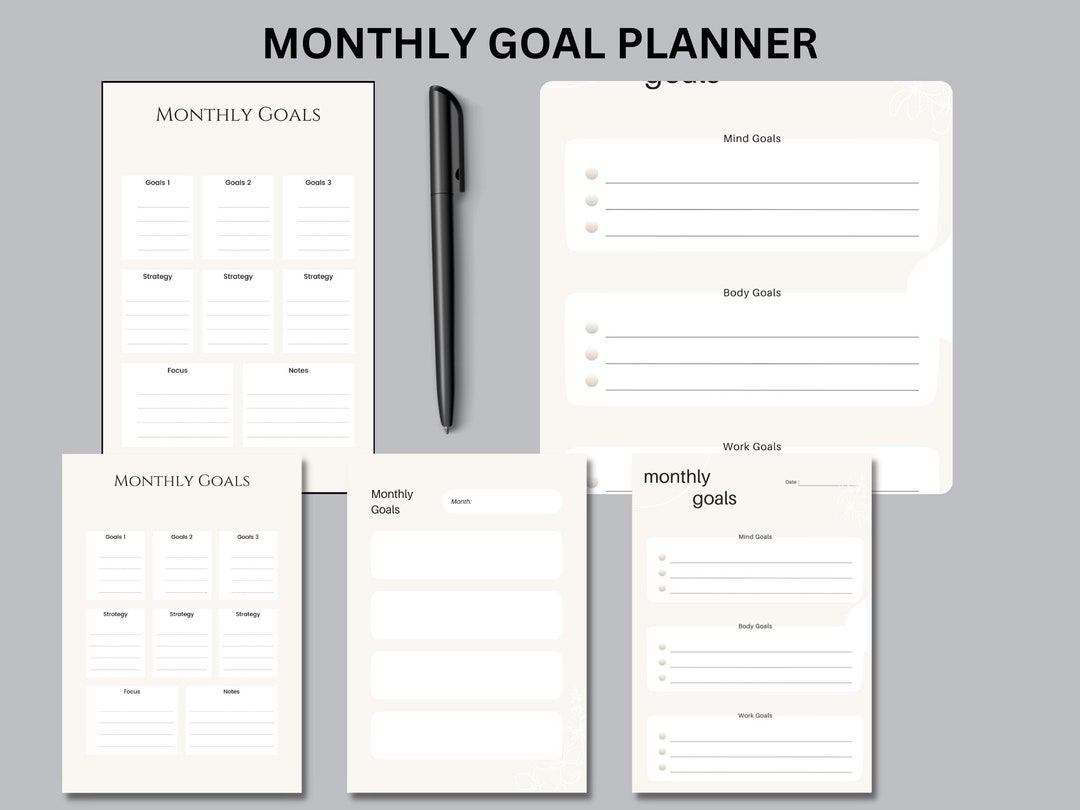 Monthly My Smart Goals Planner Dream Tracker Team Goal Vision Board ...