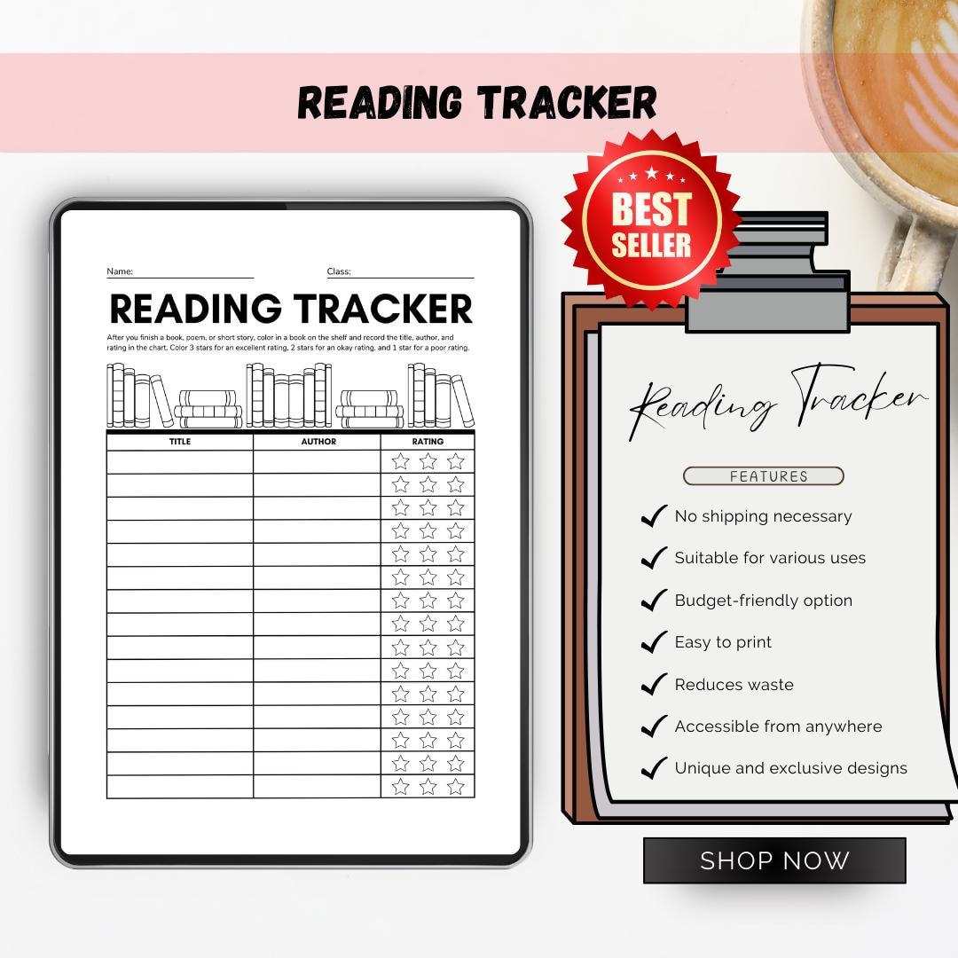 Reading Tracker Worksheet, Book Reading Log, Book Club Tracker, Daily ...
