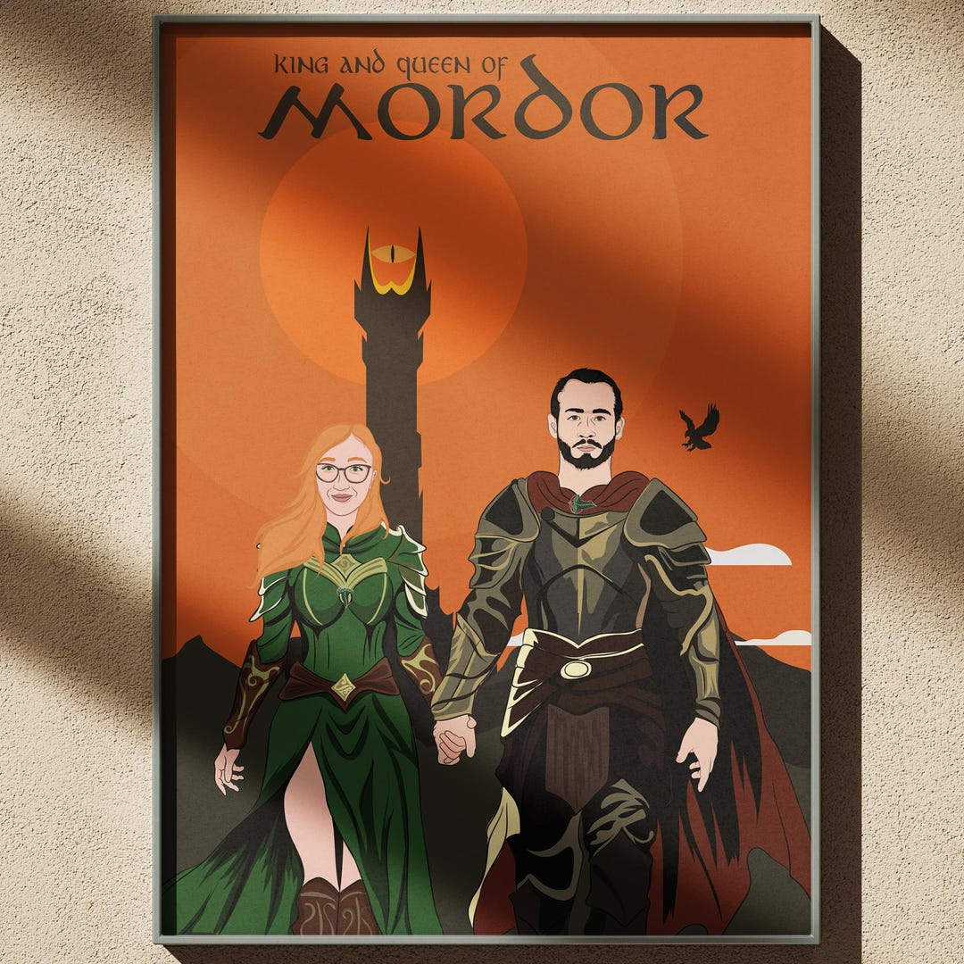 Personalized LOTR Couples Portrait, Custom Couple LOTR Portrait From ...