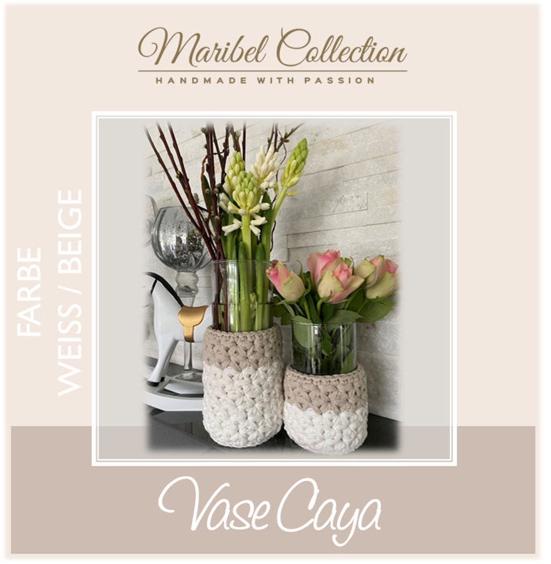 Vase Caya Crocheted, Flower Vase, Glass Vase, Modern, Noble, Subtle ...