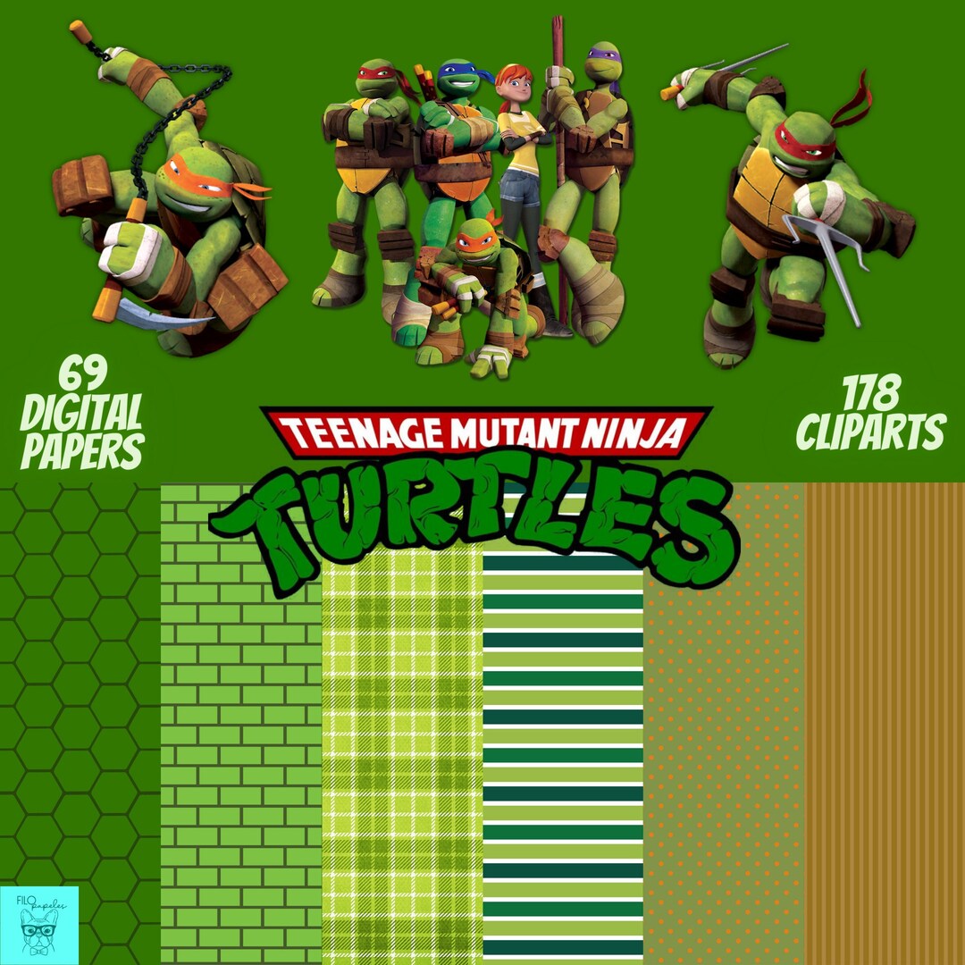 Ninja Turtles Digital Papers And Ninja Turtles Cliparts Super Etsy