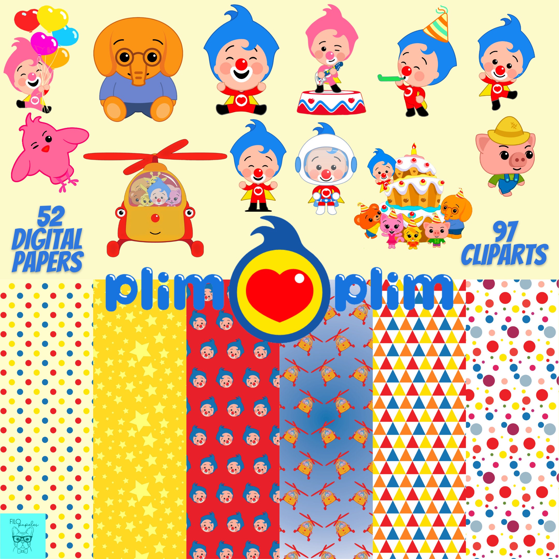 Plim Plim Digital Papers and Plim Plim Cliparts SUPER - Etsy Israel
