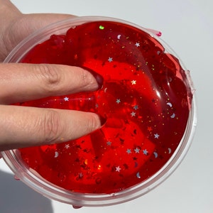 Starberry Slime Red Clear Slime With Glitter Strawberry Scented Slime ...