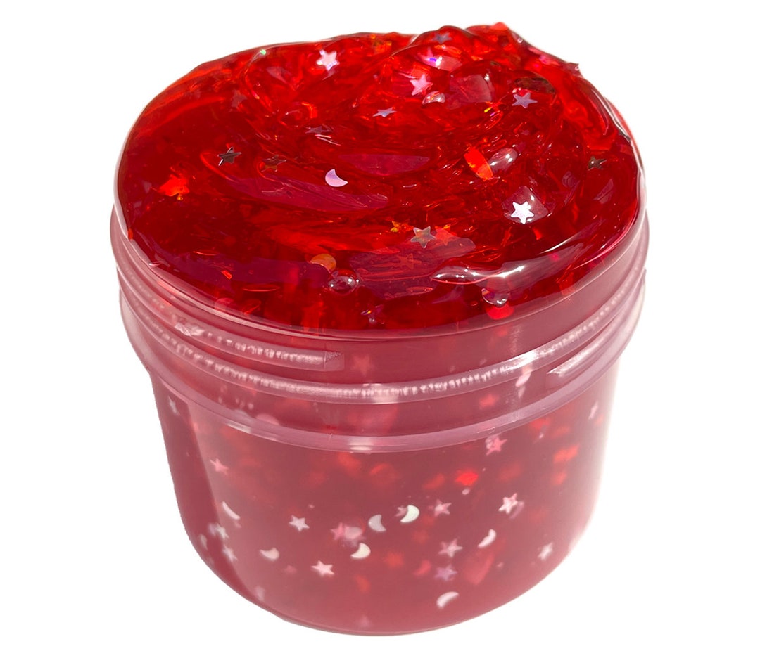 Starberry Slime Red Clear Slime With Glitter Strawberry Scented Slime ...