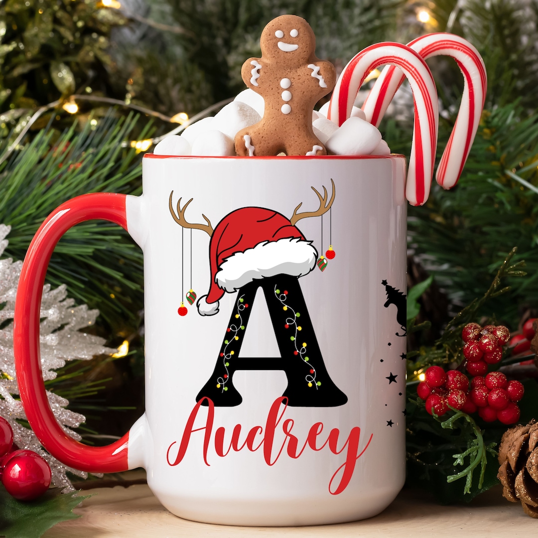 Custom Letter Name Mug: Personalized Christmas Coffee Cup, 11oz - Etsy