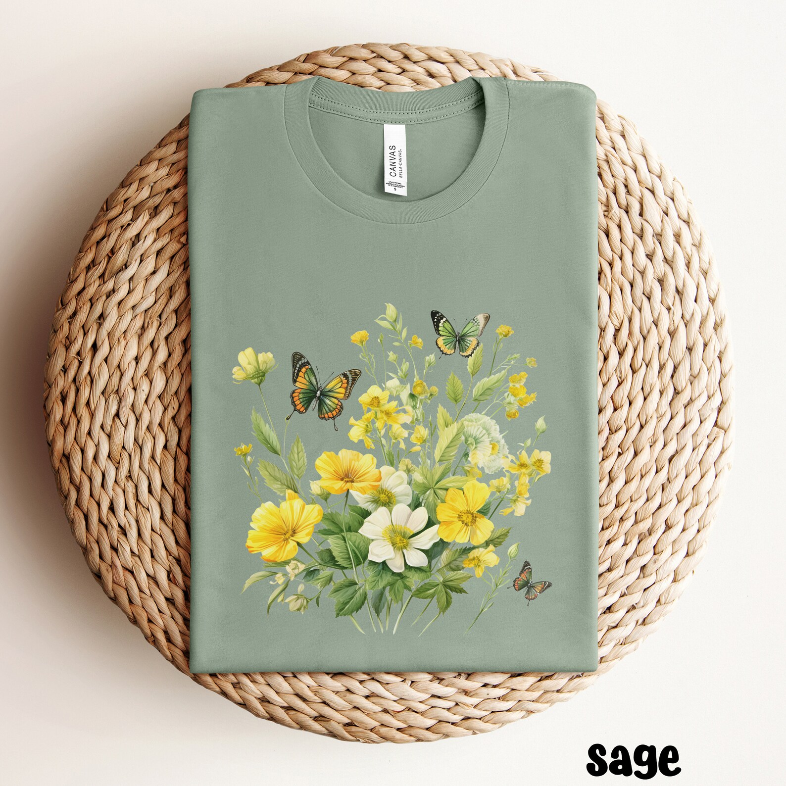 Wildflowers Graphic T-shirt for Women ,graphic Butterflies Shirt ...