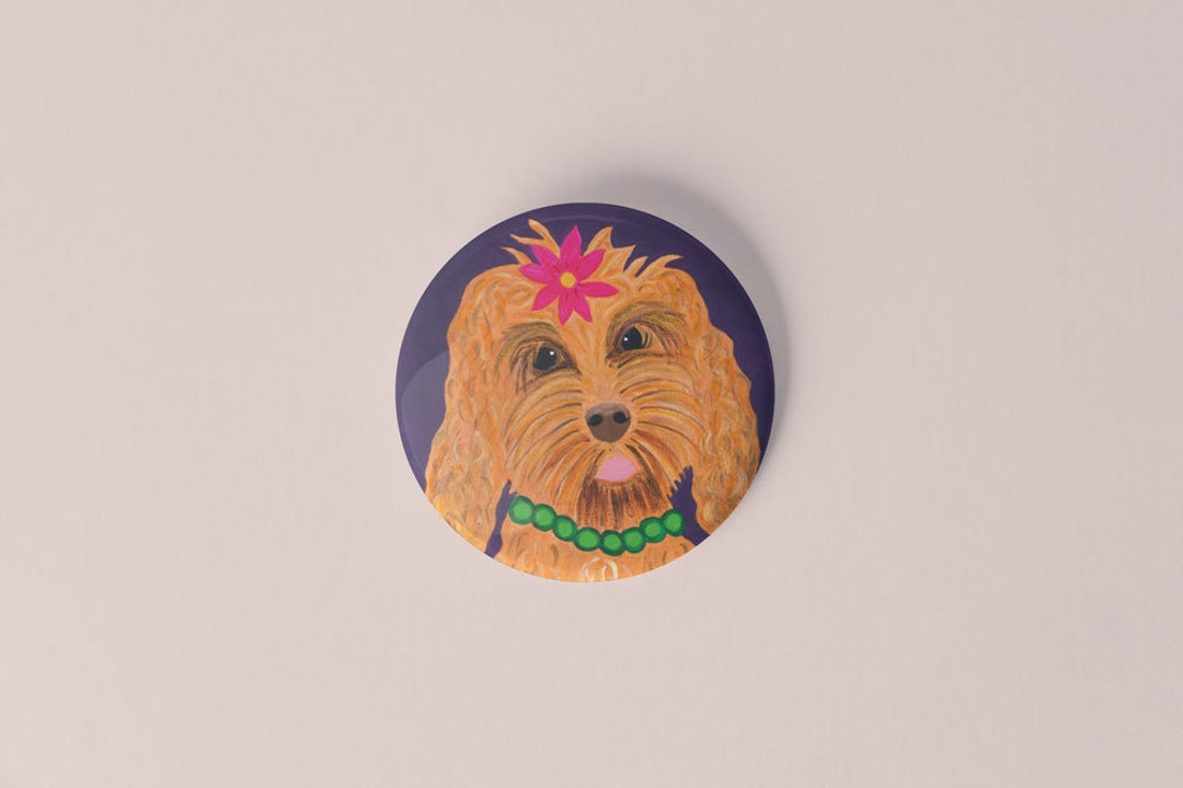 Cockapoo, Cockerpoo, Button Badge, Pet Pin Badge, Dog Art Badge, Fun ...