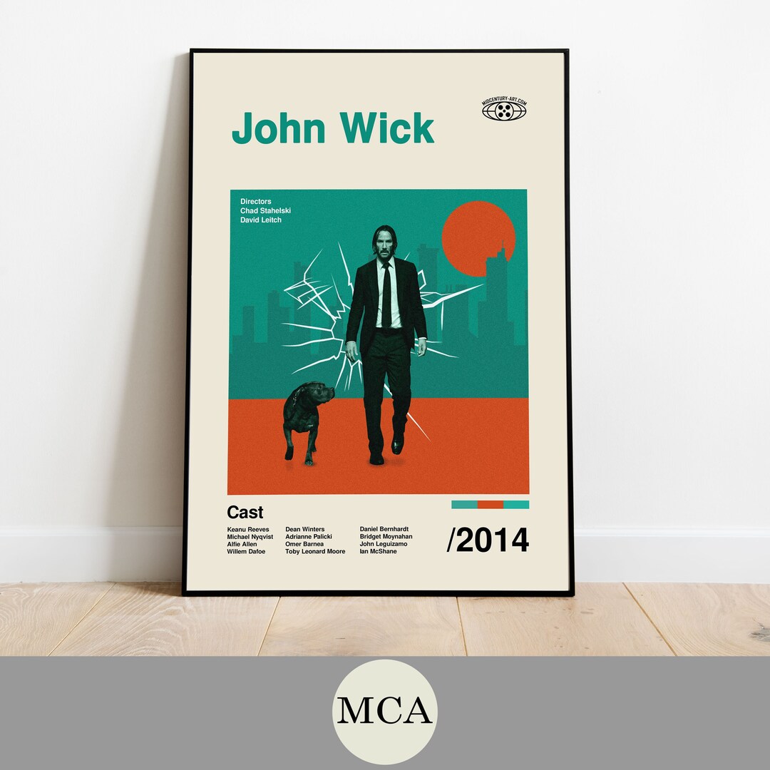 John Wick Mid-century Art Poster Film Wall Art Minimalist Movie Posters ...