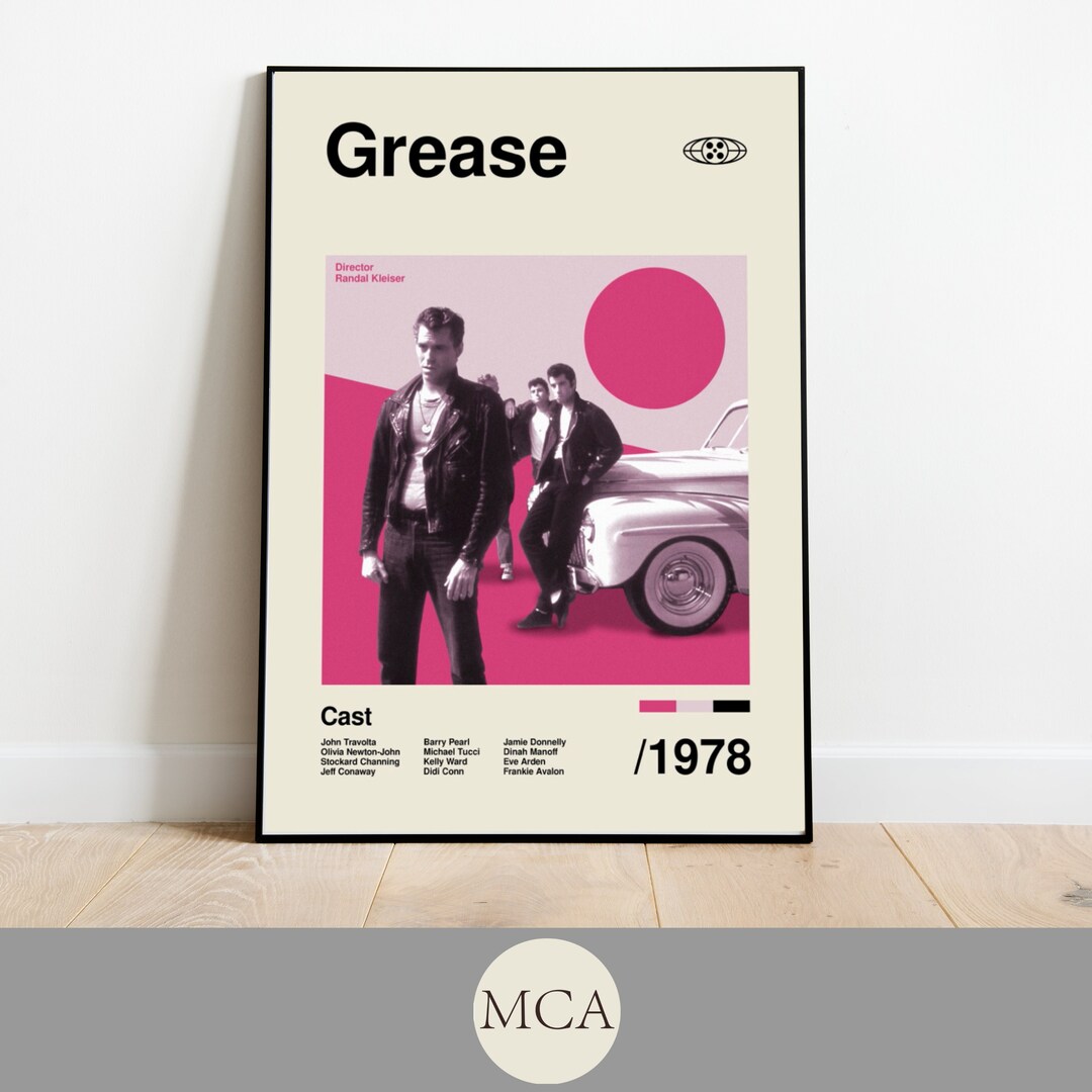 Grease Mid-century Art Poster Film Wall Art Minimalist Movie Posters - Etsy