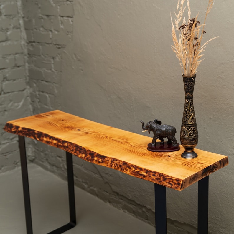Hall Table, Rustic Console Table, Entryway Tableburned Wood Console Table, Entrance Table ...