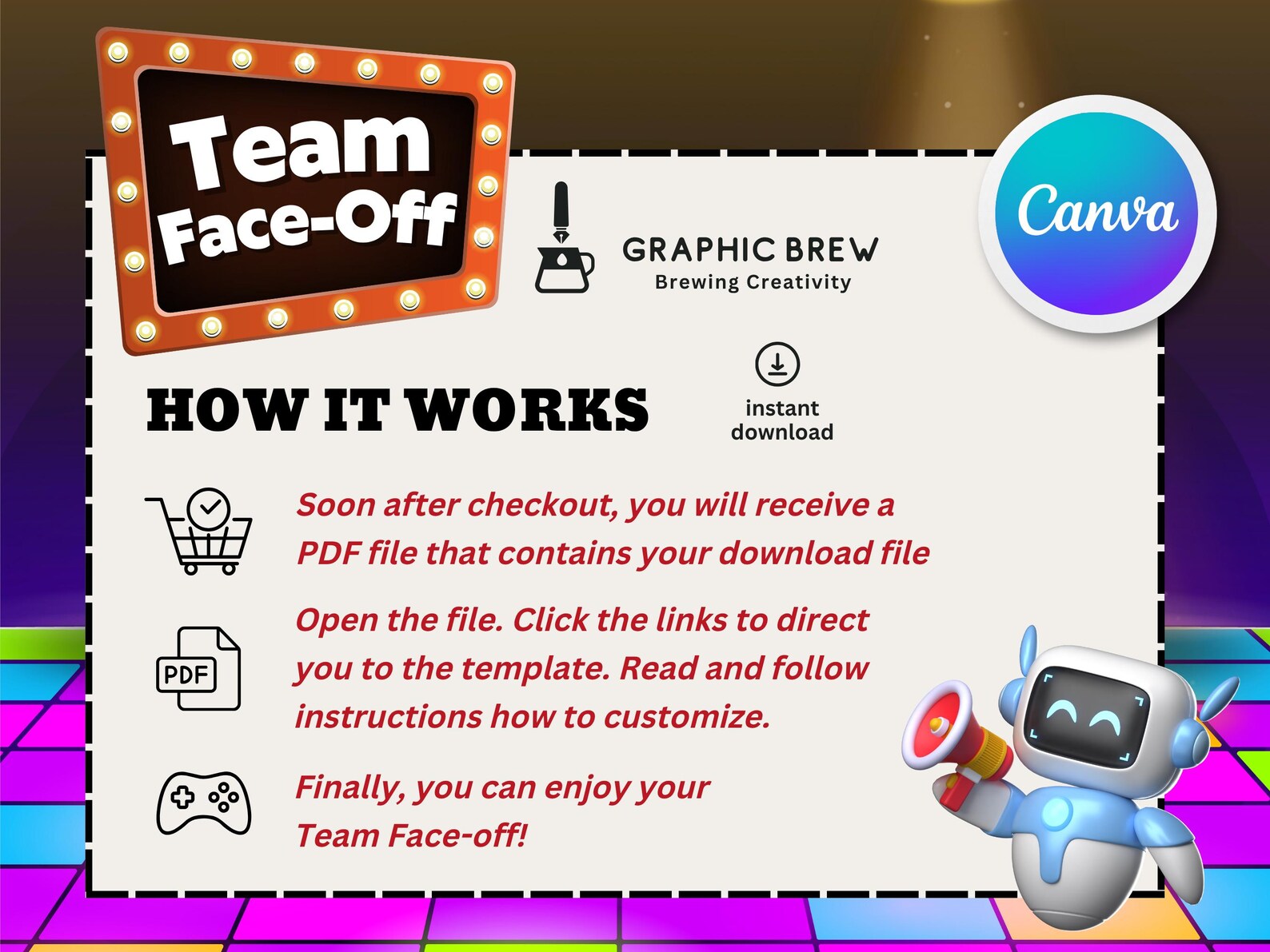 Team Face-off Game Template: Editable Icebreaker Quiz With Scoreboard ...