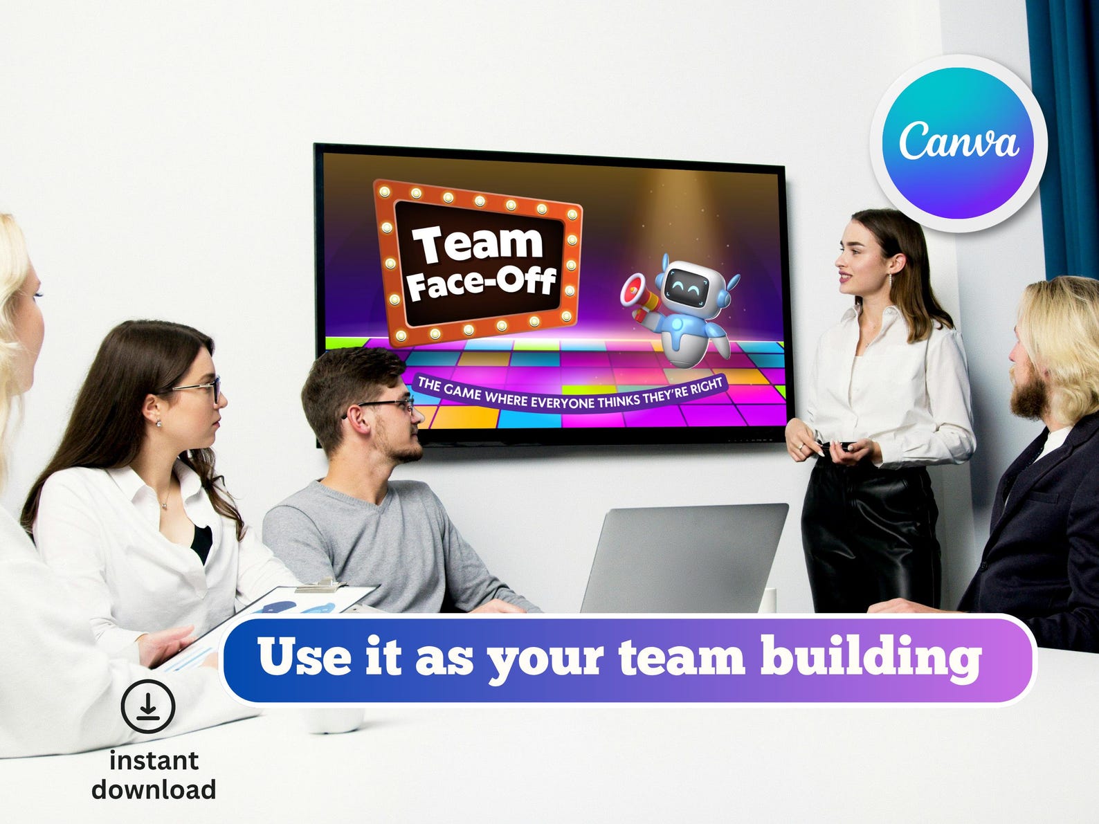 Team Face-off Game Template: Editable Icebreaker Quiz With Scoreboard ...
