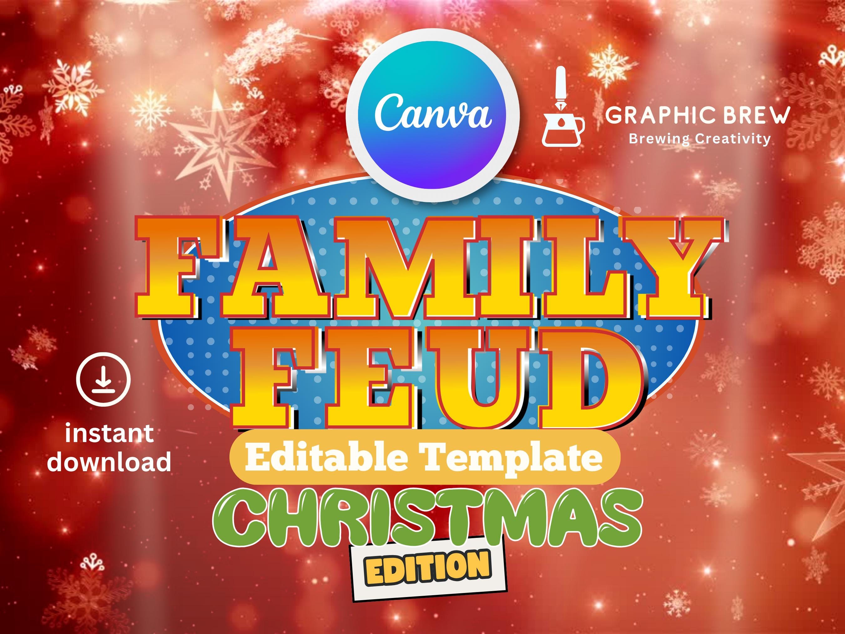 Editable Christmas Family Game Feud Canva Template With Name Tags - Etsy