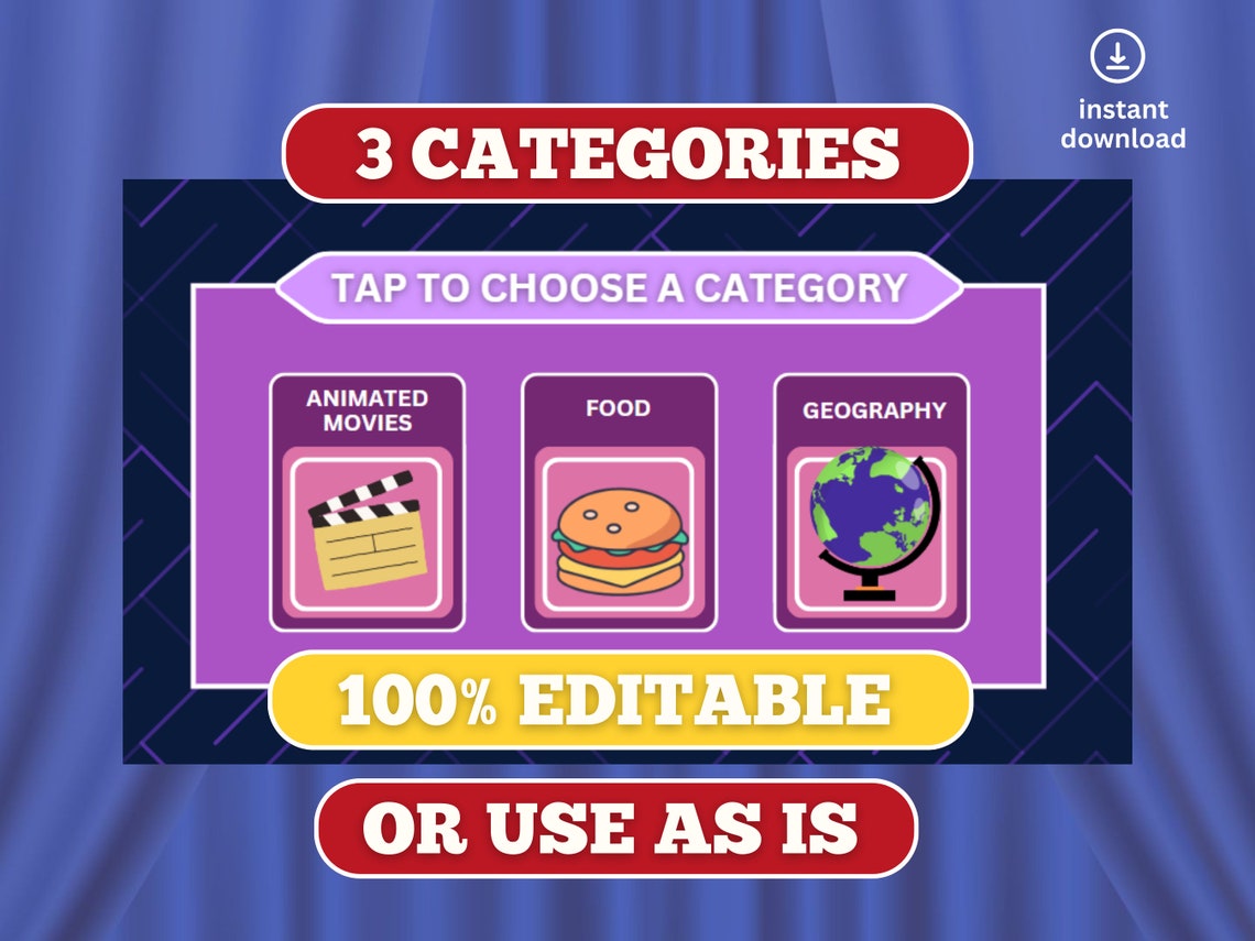 Trivia Time Game: Editable Canva Template for Game Night (PDF) - Etsy