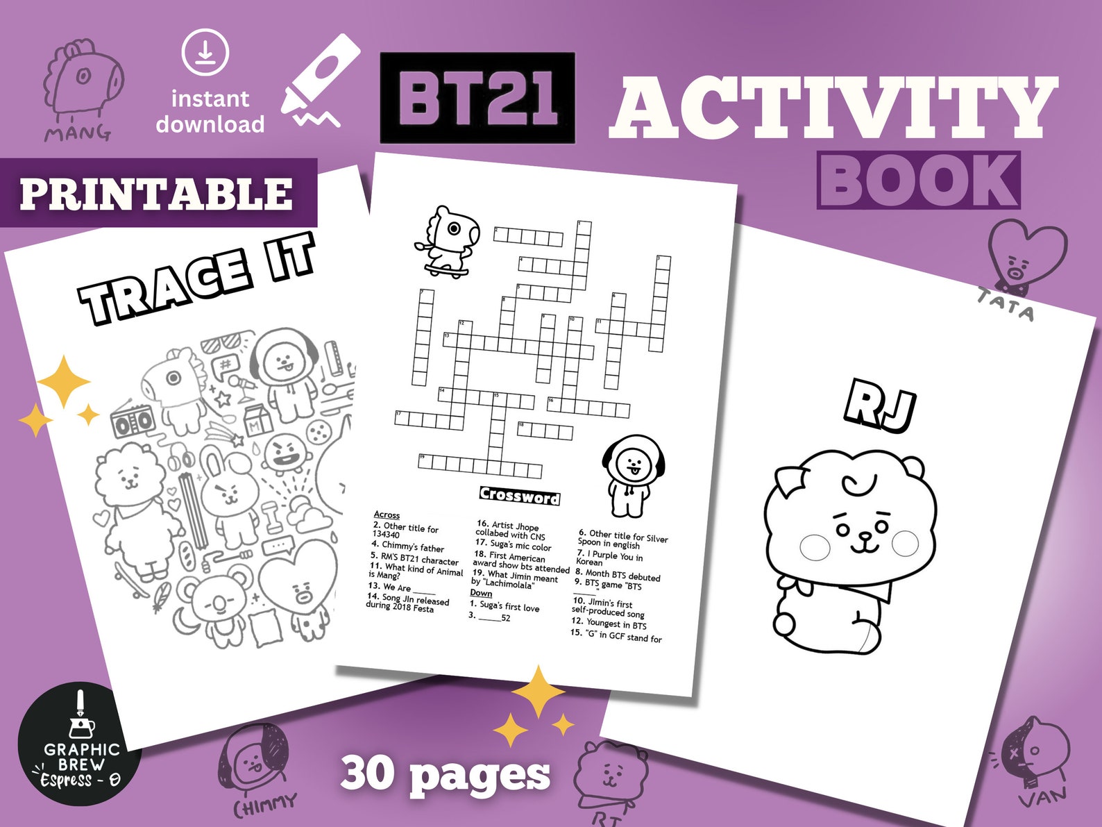 BTS Activity Book: ARMY Coloring Pages, Word Search (digital Download ...