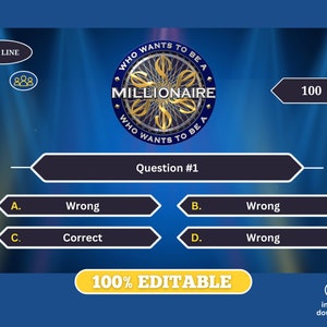 Canva Editable Who Wants to Be a Millionaire Game - Perfect for Virtual ...