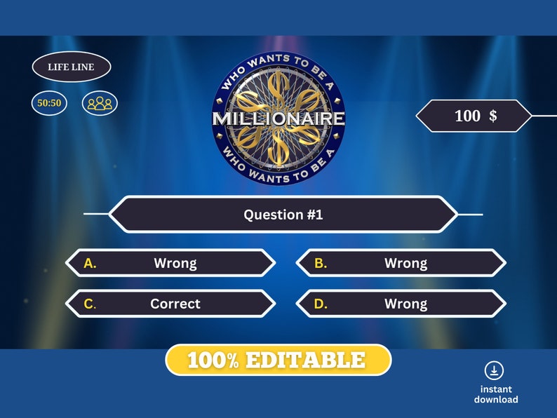 Canva Editable Who Wants to Be a Millionaire Game - Perfect for Virtual ...