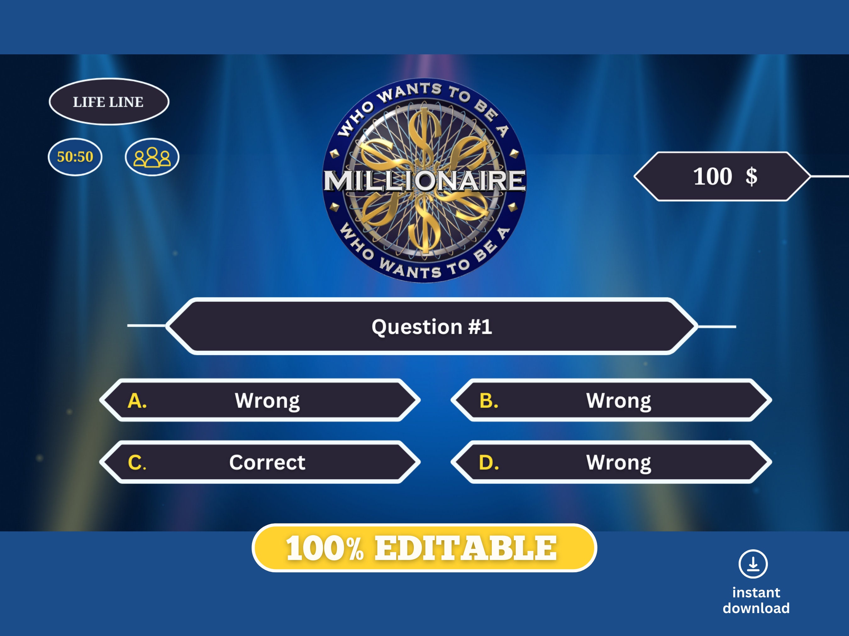Canva Editable Who Wants to Be a Millionaire Game - Perfect for Virtual ...