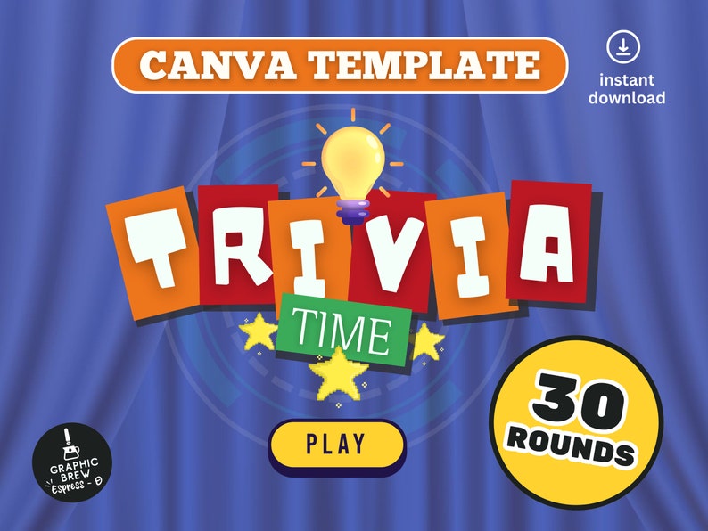 Trivia Time Game: Editable Canva Template for Game Night (PDF) - Etsy