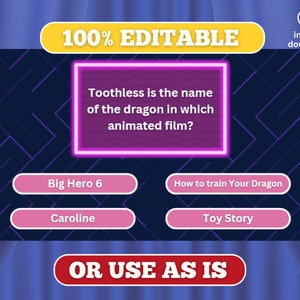 Trivia Time Game: Editable Canva Template for Game Night (PDF) - Etsy