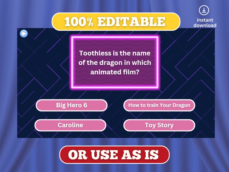 Trivia Time Game: Editable Canva Template for Game Night (PDF) - Etsy