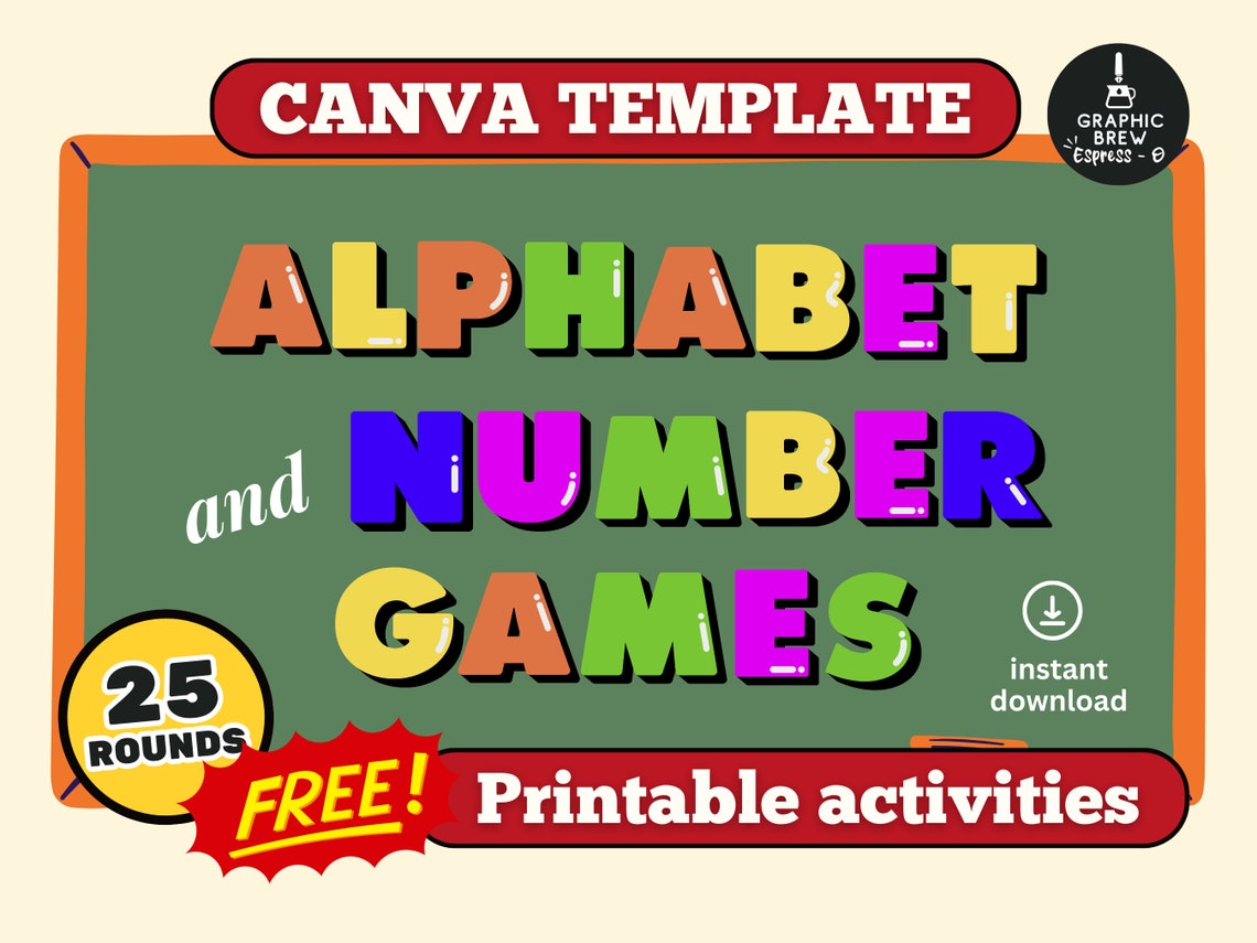 Alphabet and Number Game Canva Template, Printable Preschool Activities ...