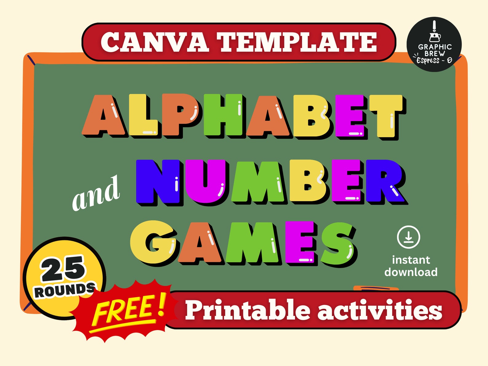 Alphabet and Number Game Canva Template, Printable Preschool Activities ...