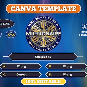Canva Editable Who Wants to Be a Millionaire Game - Perfect for Virtual ...