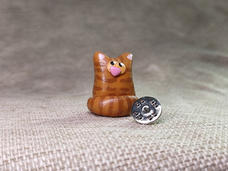Orange Cat Pin, Polymer Clay Cat Pin, Cat Lovers Present, Miniature ...