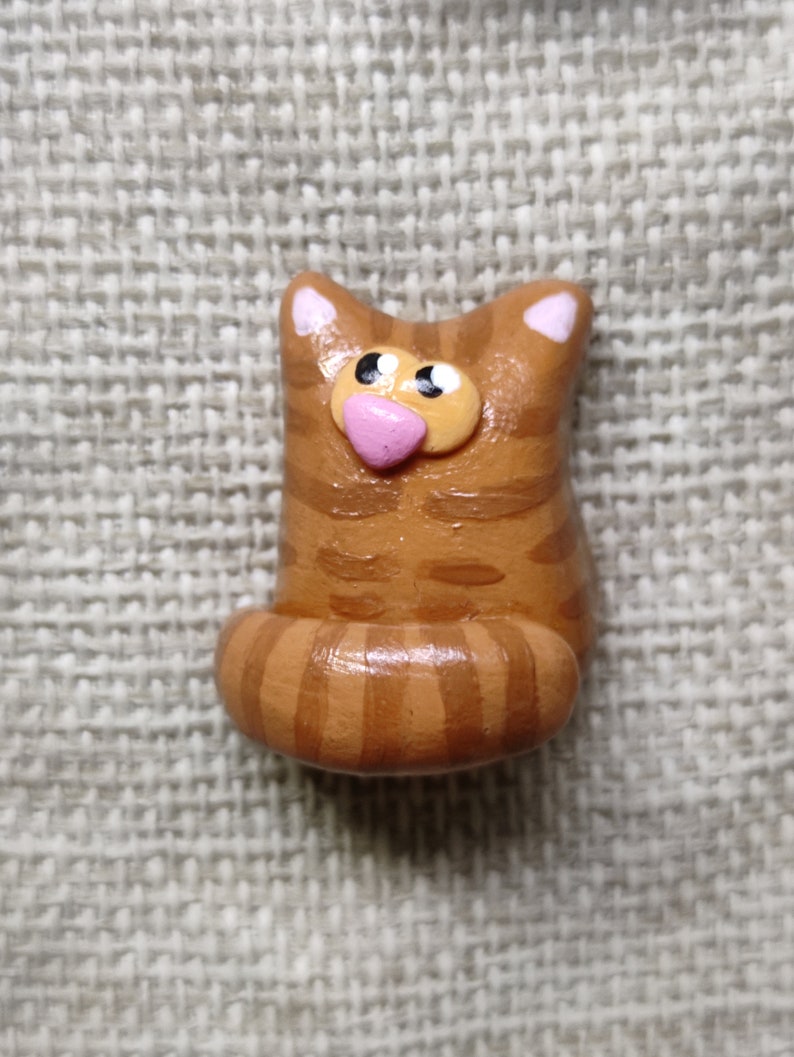 Orange Cat Pin, Polymer Clay Cat Pin, Cat Lovers Present, Miniature ...