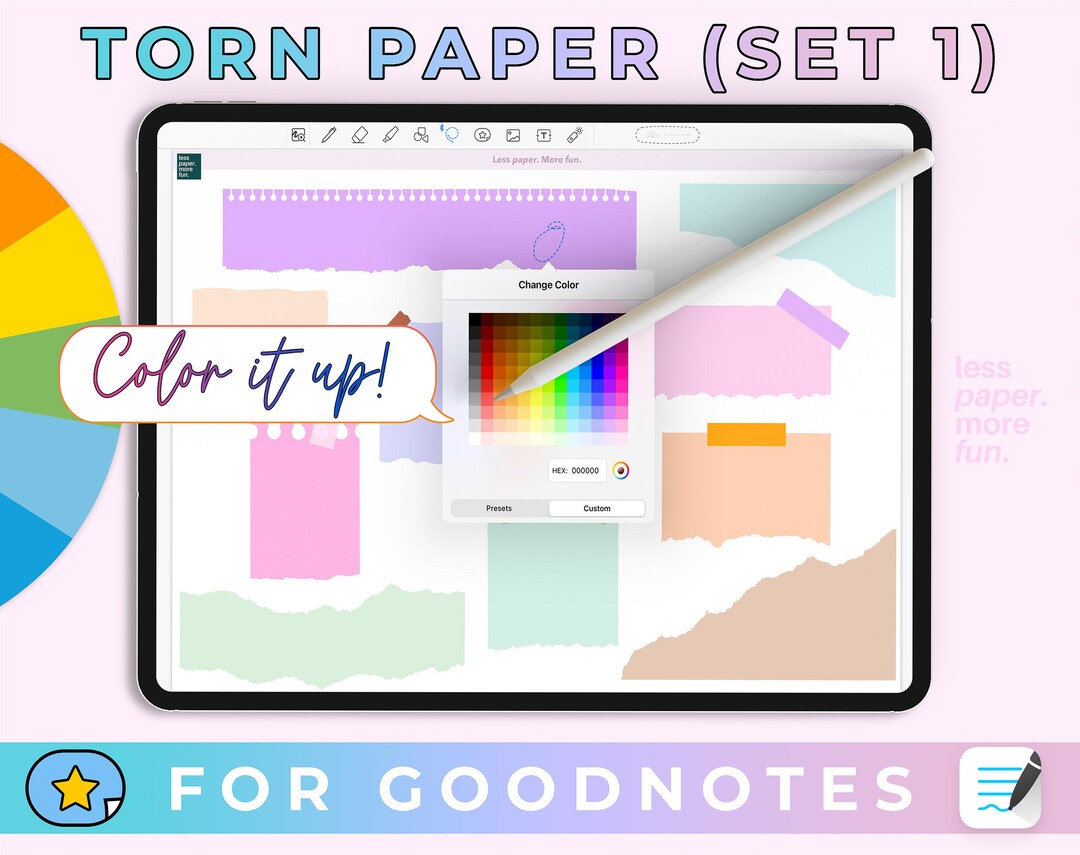 Goodnotes Stickers // Color Changing Torn Paper Digital Planning #1 - Etsy