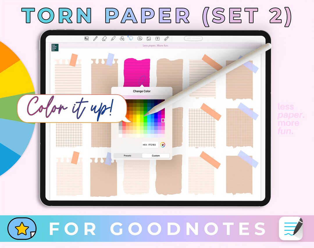 Goodnotes Stickers // Color Changing Sticky Notes Digital Planning Torn ...