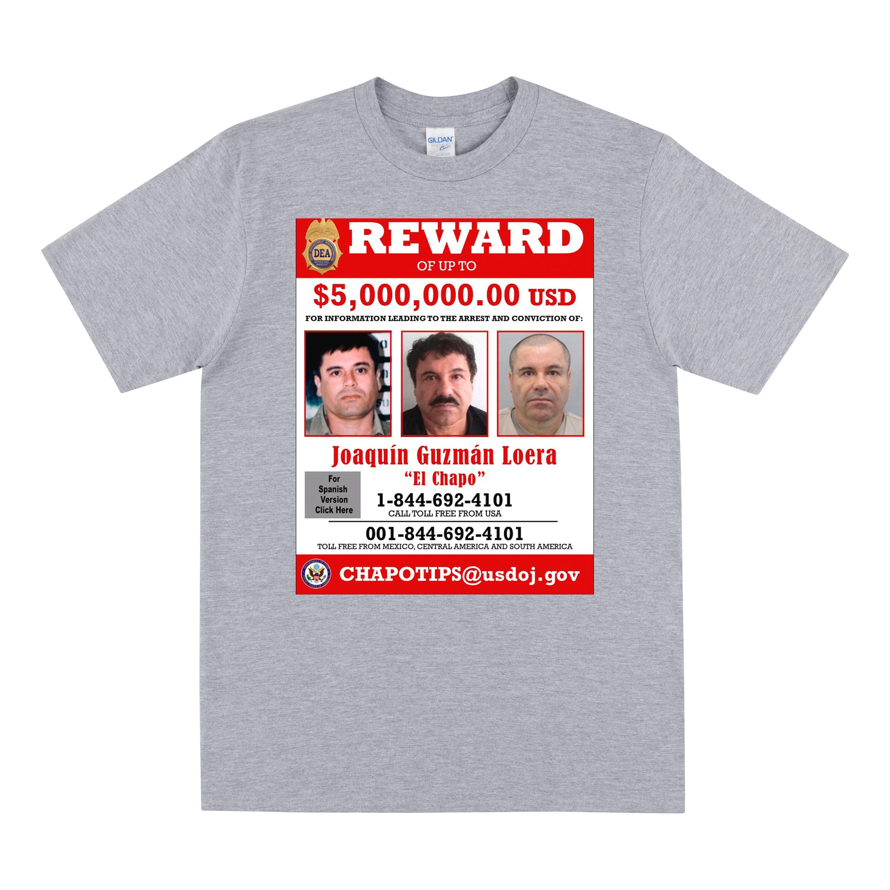 EL CHAPO Wanted Poster T-shirt, Joaquin "el Chapo" Guzman Tshirt, T Shirt With DEA Poster of El ...