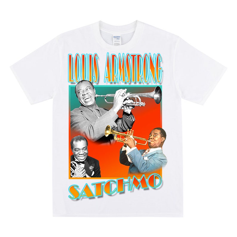 LOUIS ARMSTRONG Homage T-shirt, for Jazz Lovers, What A Wonderful World ...